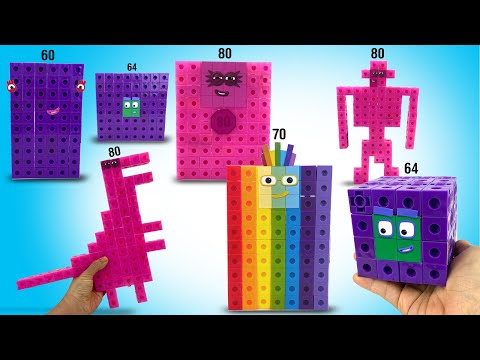 DIY Numberblocks 60 to 80 with Roboctoblock and Dinoctoblock Snap Cubes ...